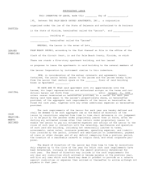 Fillable Online PROPRIETARY LEASE THIS INDENTURE OF LEASE, made this ...