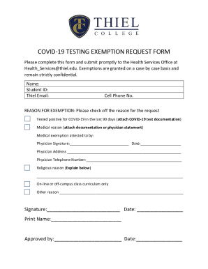 Fillable Online COVID-19 TESTING EXEMPTION REQUEST FORM Fax Email Print ...