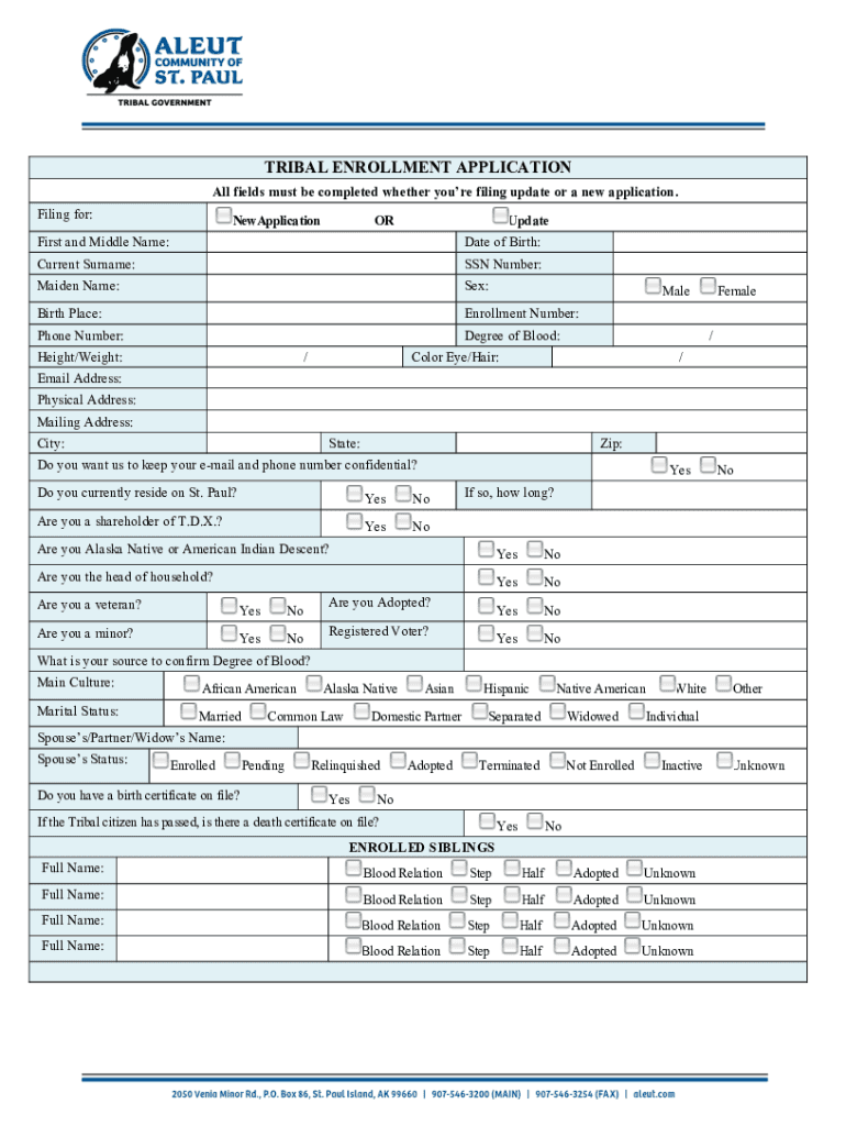Fillable Online tribal-enroll-application-update.docx Fax Email Print ...