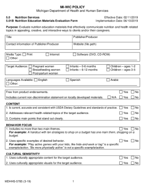 Fillable Online Nutrition Education Materials Evaluation Form Fax Email ...