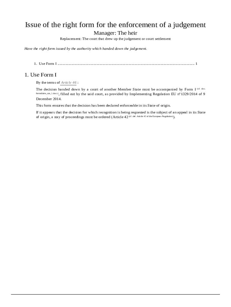 Fillable Online ics utc Issue of the right form for the enforcement of ...