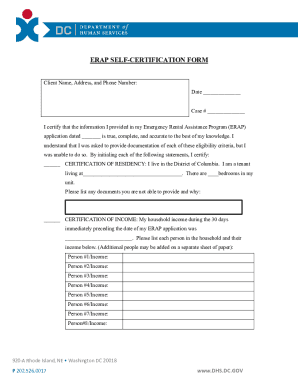 Fillable Online ERAP SELF-CERTIFICATION FORM Fax Email Print - pdfFiller