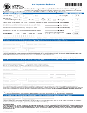 Fillable Online Akc Litter Registration Application Online - Fill Out ...