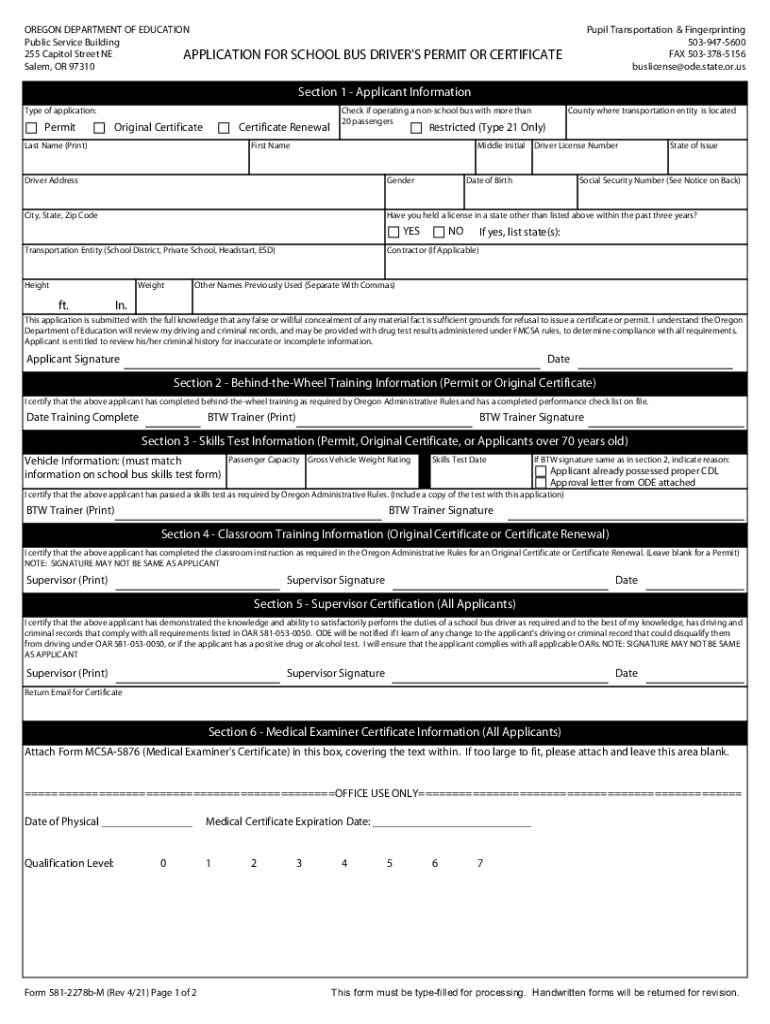 Oregon department of education pupil transportation: Fill out & sign ...