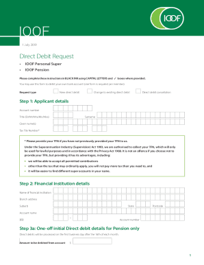 Fillable Online Direct Debit Request form - IOOF Fax Email Print ...