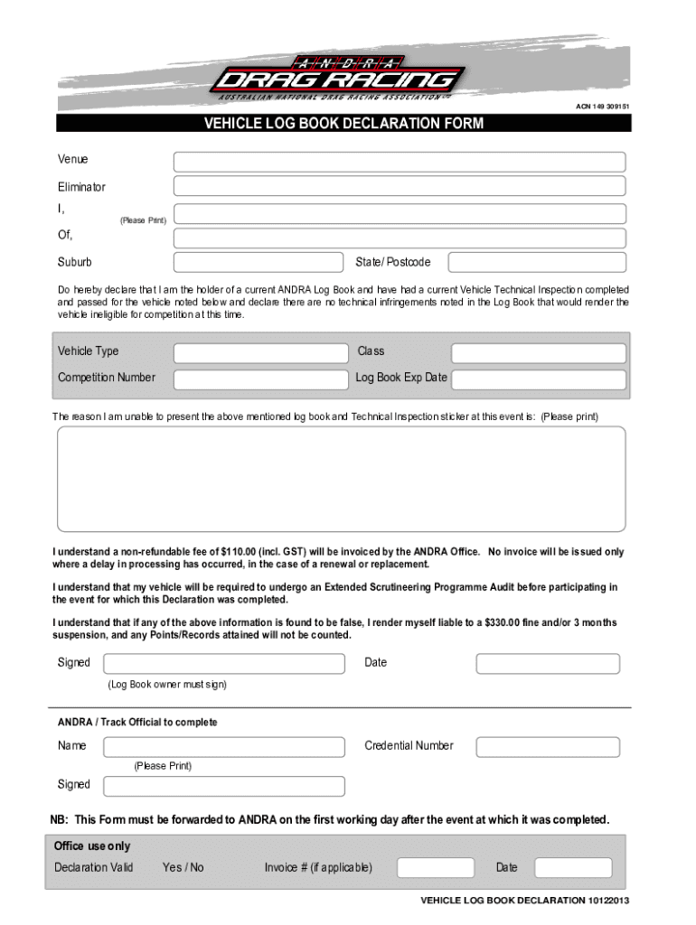 Fillable Online LICENCE DECLARATION FORM - Perth Motorplex Fax Email ...