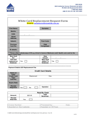 Fillable Online White Card Replacement Request Form - MPA Skills Fax ...