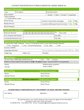 Fillable Online PRF Patient Registration Form.docx Fax Email Print ...