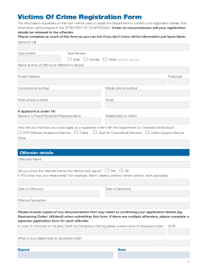 Fillable Online Department for Correctional Services - The Victims ...