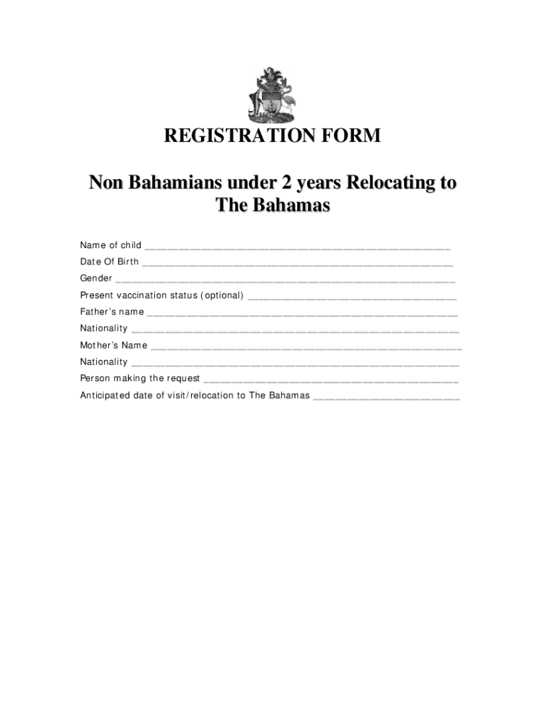 Fillable Online forms bahamas gov REGISTRATION FORM Non Bahamians under ...