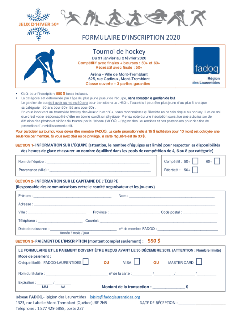 Remplissable En Ligne FADOQ - Le Rseau FADOQ est le plus grand ...