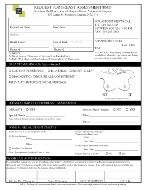 Fillable Online mhalliance on REQUEST FOR BREAST ASSESSMENT/BMD Fax ...