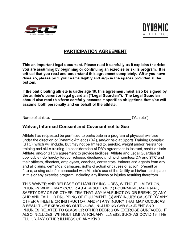 Fillable Online Participation Agreement Form and Variations - US Legal ...