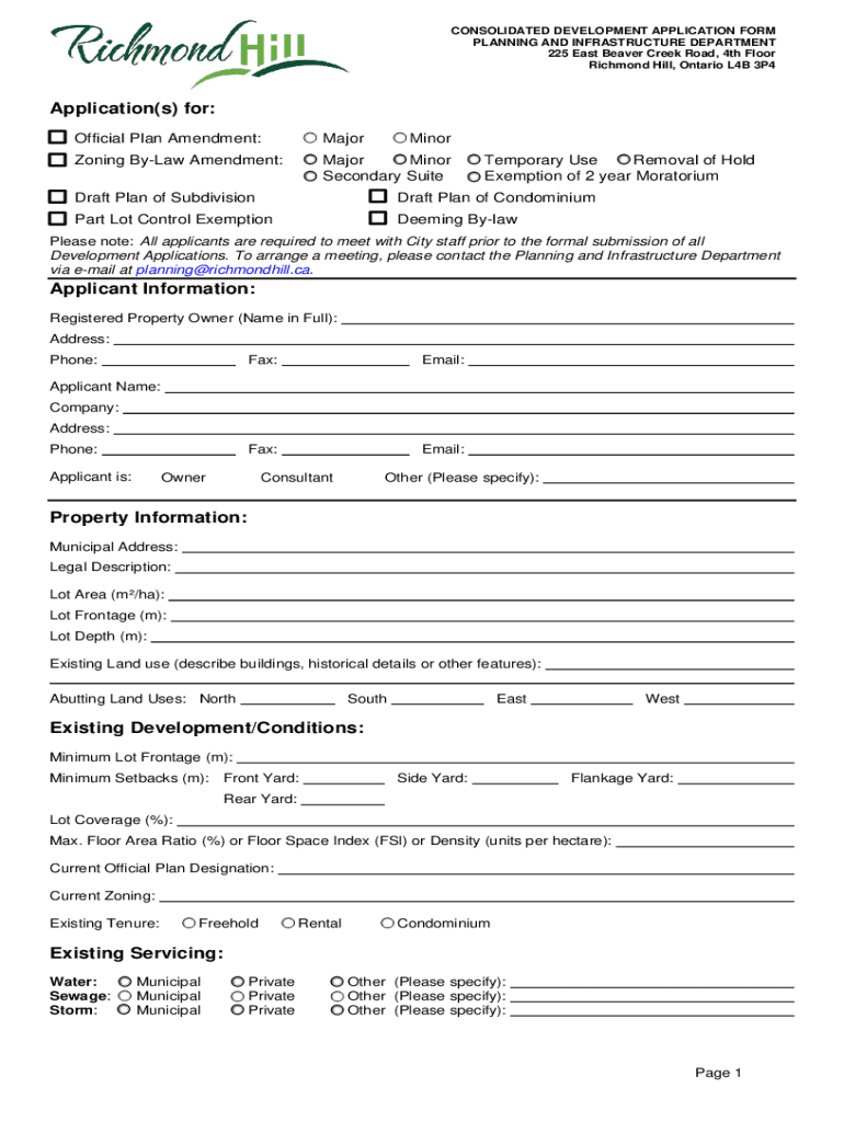 Fillable Online Planning Applications Forms - Vaughan Fax Email Print - pdfFiller