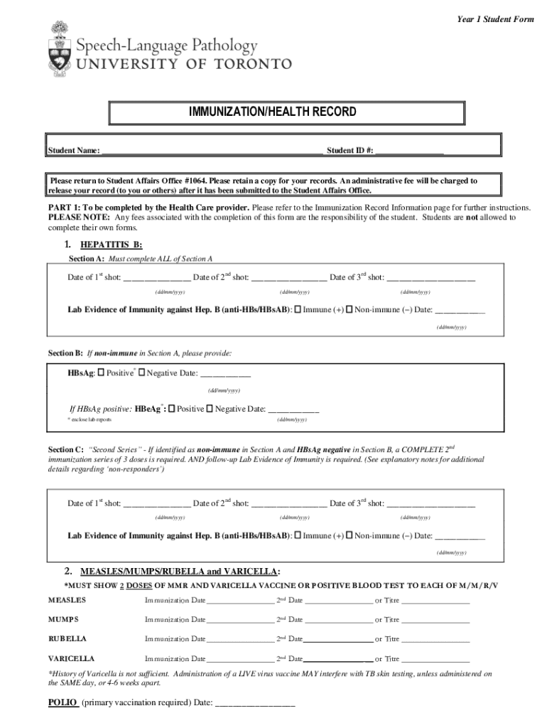 Fillable Online Year 1 Student Form Fax Email Print - pdfFiller