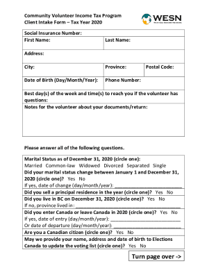 Fillable Online KYCC VITA Intake/Interview (ENG) - Free Online Form ...