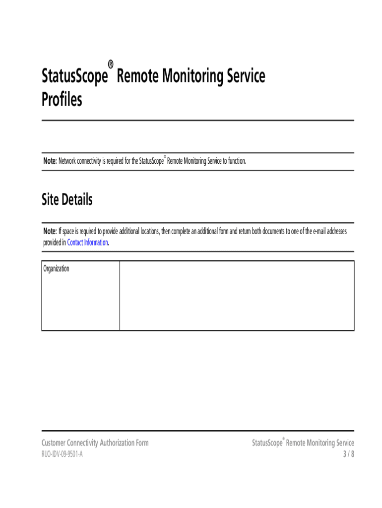 Fillable Online StatusScope Remote Monitoring Service Customer ...