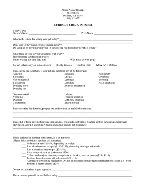 Fillable Online Curbside Appointment Check-In Form.docx Fax Email Print ...