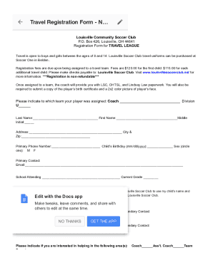Fillable Online Travel Registration Form - NO DATES Fax Email Print ...