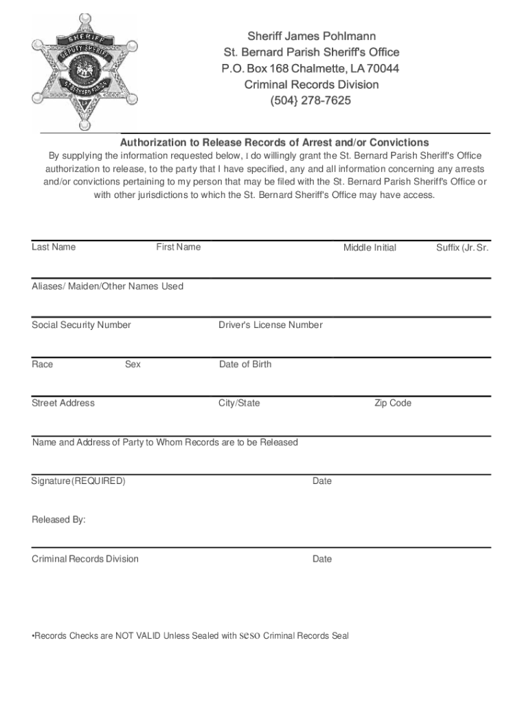 Fillable Online Sheriff's Department Background Check Authorization ...