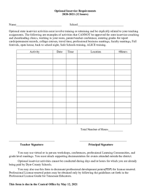 Fillable Online Optional Inservice Form.docx Fax Email Print - pdfFiller