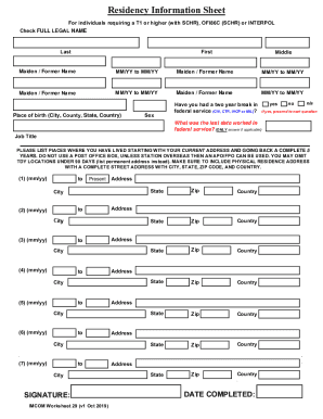Fillable Online Residency Information Sheet Fax Email Print - pdfFiller