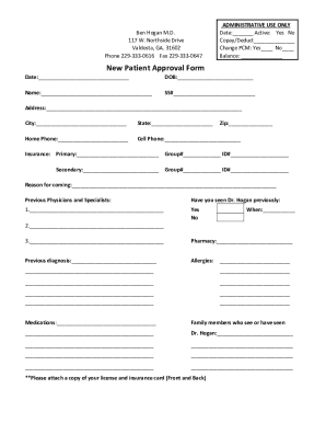 Fillable Online New Patientt Approval Form (Word) - Ben Hogan MD Fax ...