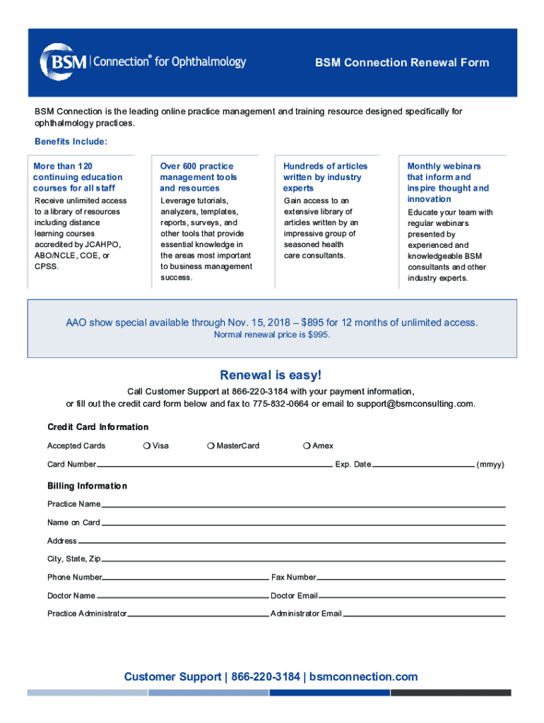 Fillable Online BSM Connection Renewal Form Fax Email Print - pdfFiller