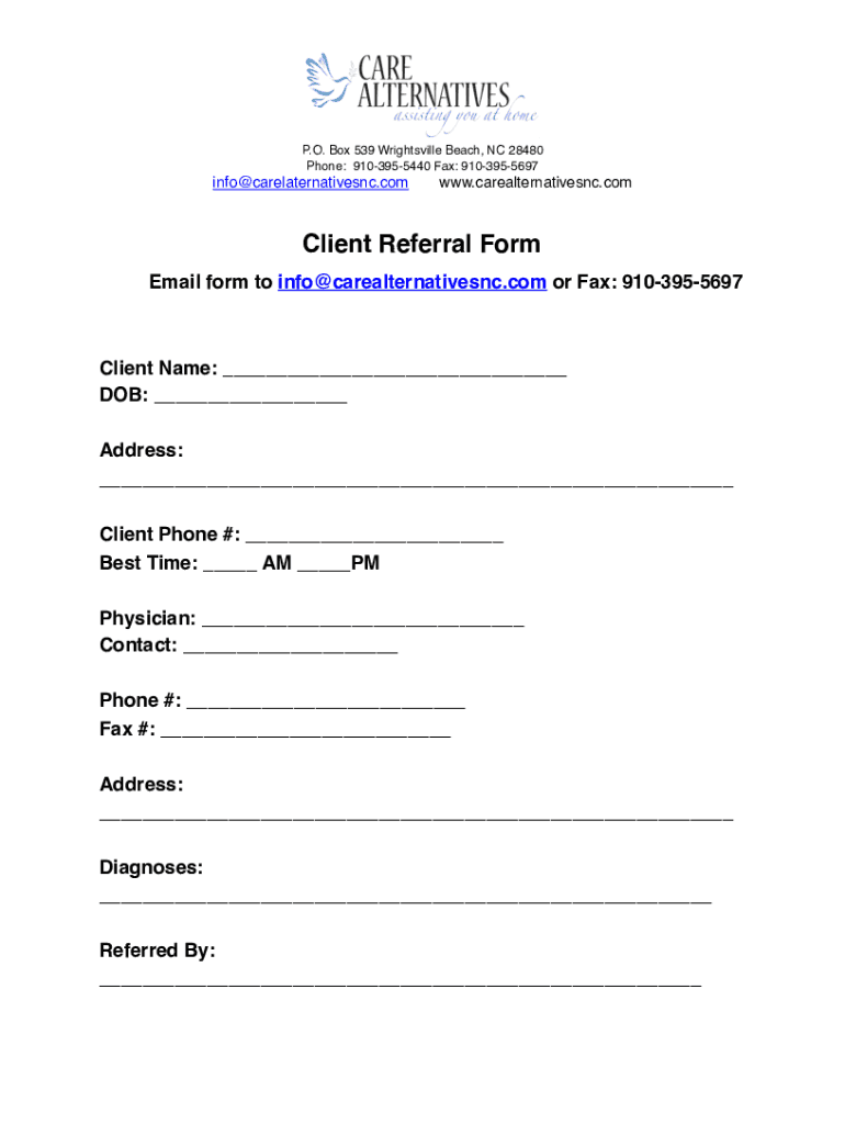 Fillable Online Client referral form.pages Fax Email Print - pdfFiller