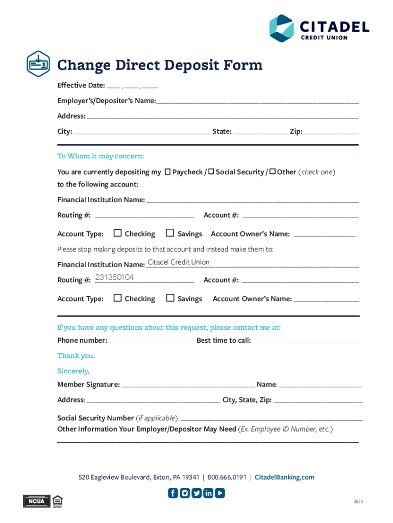 Fillable Online Authorization to Set-up or Change Direct Deposit Fax Email Print - pdfFiller