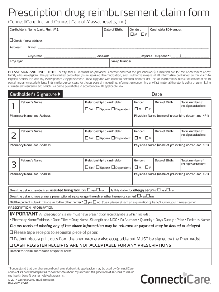 Fillable Online Prescription drug reimbursement claim form - Connecticare Inc Fax Email Print ...