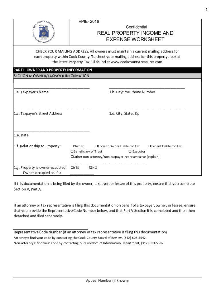 Fillable Online REAL PROPERTY INCOME AND EXPENSE WORKSHEET Fax Email ...