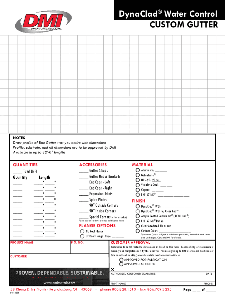 Fillable Online Custom Box Gutter - Order Form.ai Fax Email Print ...