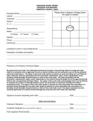 Fillable Online Drainage Work Order Form Fax Email Print - pdfFiller