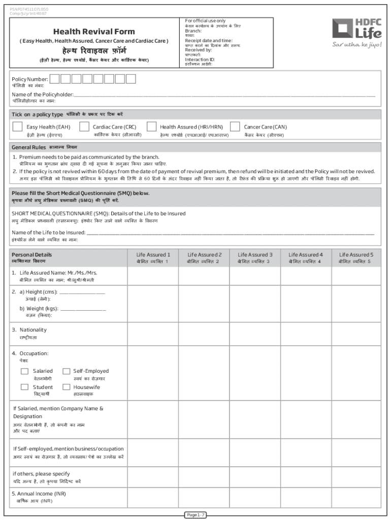 Fillable Online New018364018Health Revival Form Fax Email Print - pdfFiller