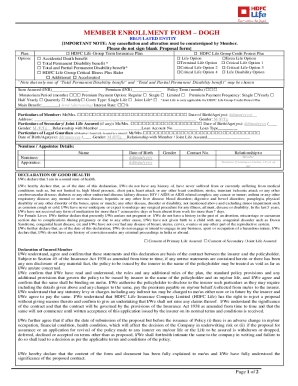 Fillable Online MEMBER ENROLLMENT FORM Declaration of Good Health Fax ...