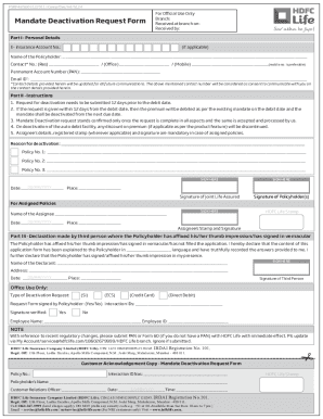 Fillable Online 027599021MANDATE DEACTIVATION REQUEST FORM Fax Email ...