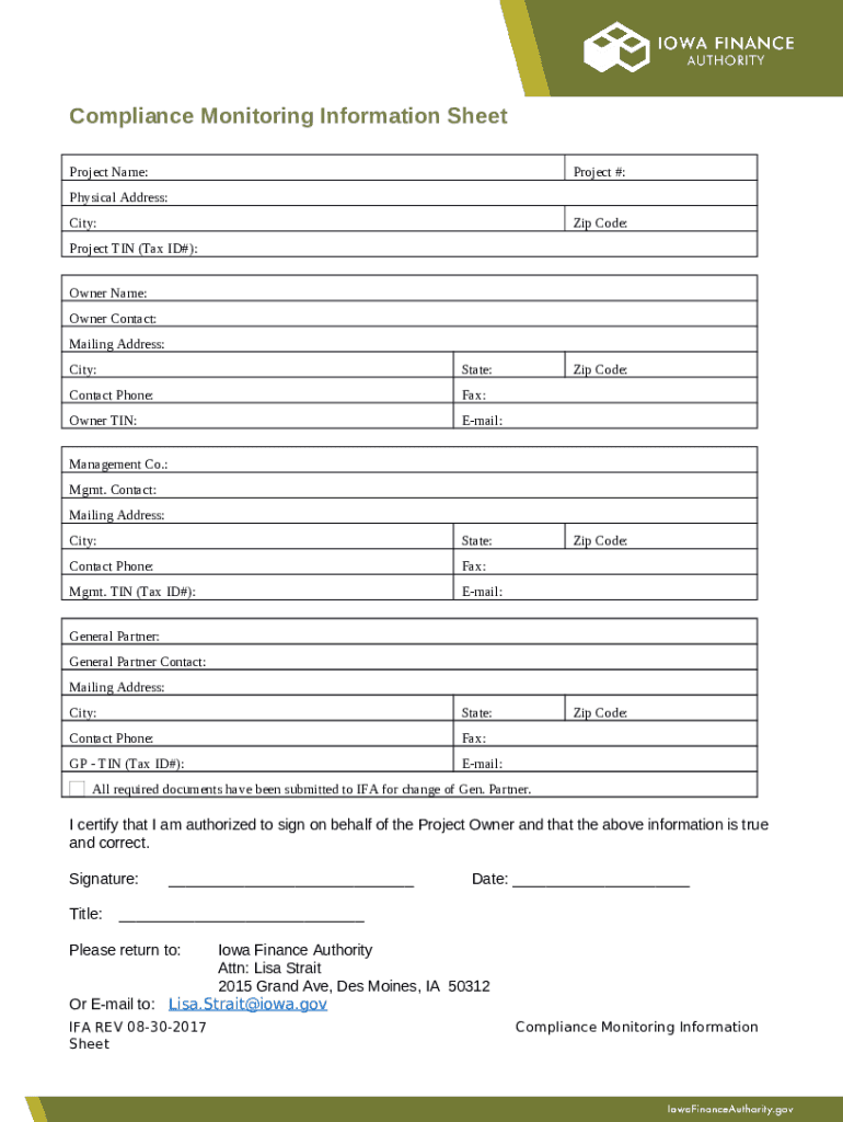 Compliance Monitoring Ination Sheet Doc Template | pdfFiller