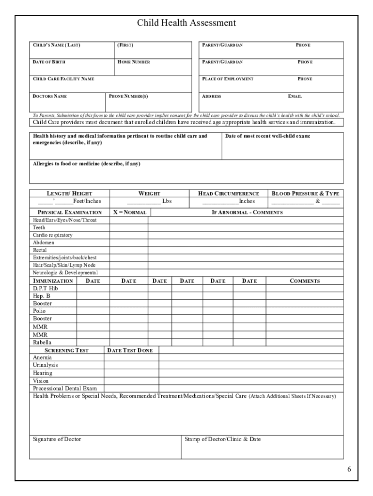 Fillable Online Pa Form Child Health - Fill Online, Printable, Fillable ...