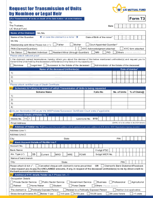 Fillable Online T3 Transmission Request Form for Nominee & Legal Heir ...