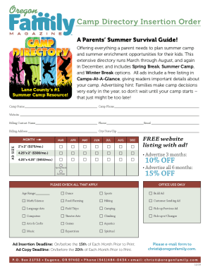 Fillable Online SUMMER DAY CAMP PARENT MANUAL - ycamps.org Fax Email ...
