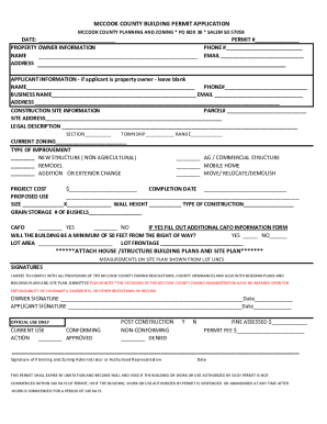 Fillable Online MCCOOK COUNTY BUILDING PERMIT APPLICATION Fax Email ...