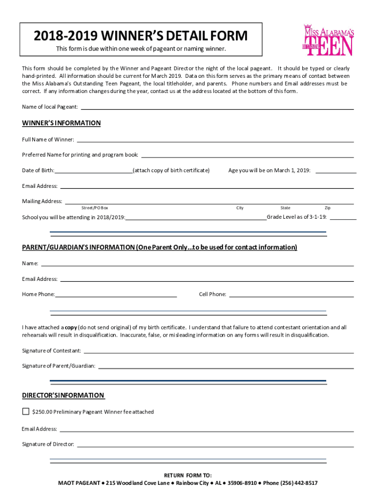 Fillable Online 14+ Free Pageant Certificate Templates for Your Next ...