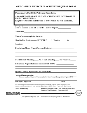 Fillable Online OFF CAMPUS ACTIVITY HIGH SCHOOL REQUEST Fax Email Print ...