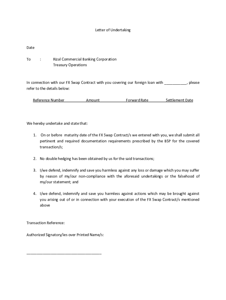 Fillable Online Letter of Undertaking - Rizal Commercial Banking ...