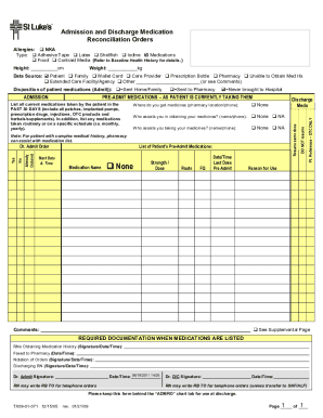 Fillable Online Medication Reconciliation Form - Fill and Sign ...