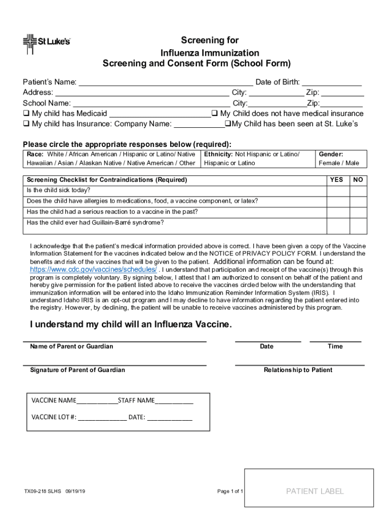 Fillable Online Screening Checklists about Vaccine Contraindications ...