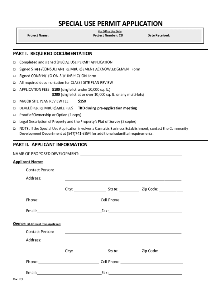 Fillable Online SPECIAL USE PERMIT APPLICATION - South Elgin, IL Fax ...