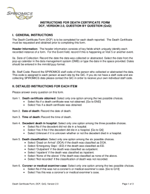 Fillable Online Instructions for Completing the Cause-of-Death Section of ...Death Certificate ...