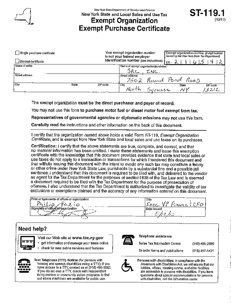Exempt Organization Exempt Purchase Certificate - Headquarters - Blank ...